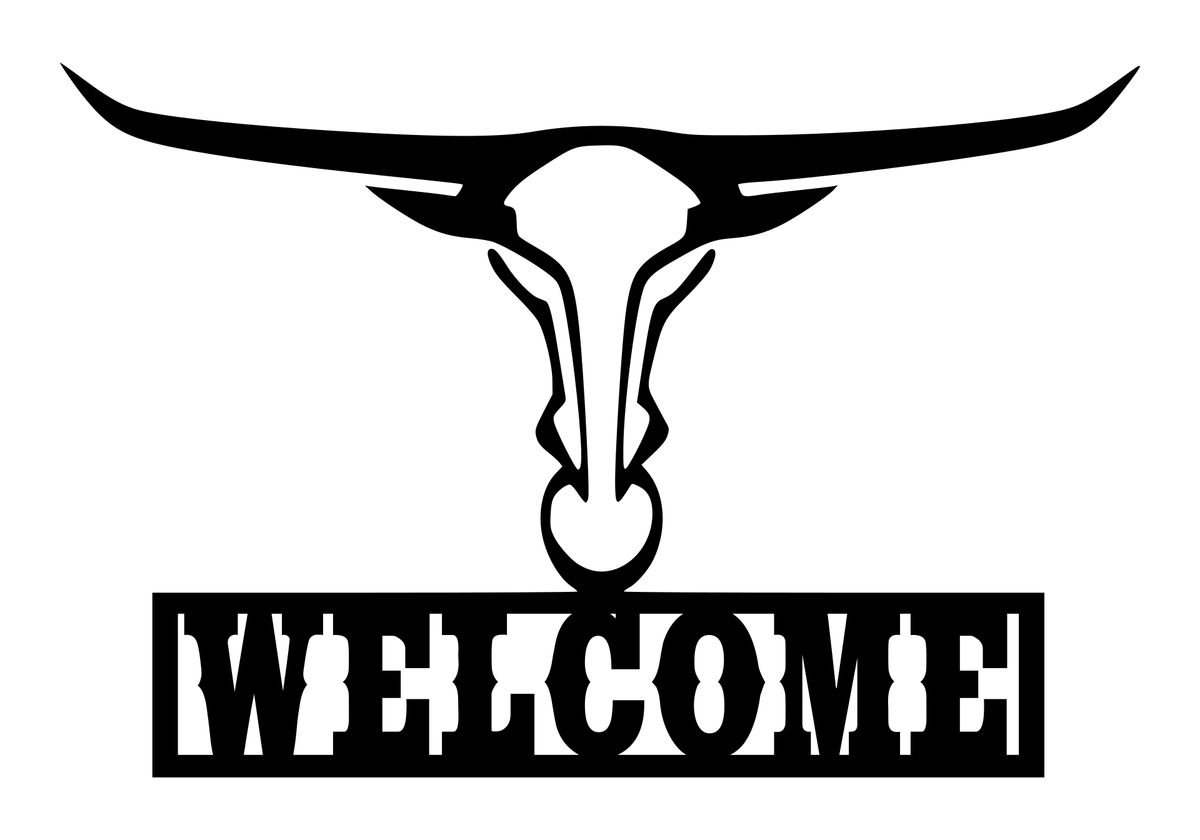 Longhorn Bull Skull Welcome Sign - Front Door Home Sign – Tinkerin ...